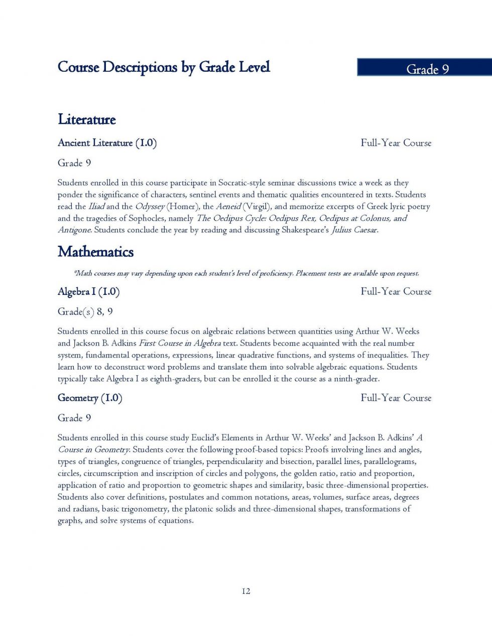 High School Course Catalog | NOCA