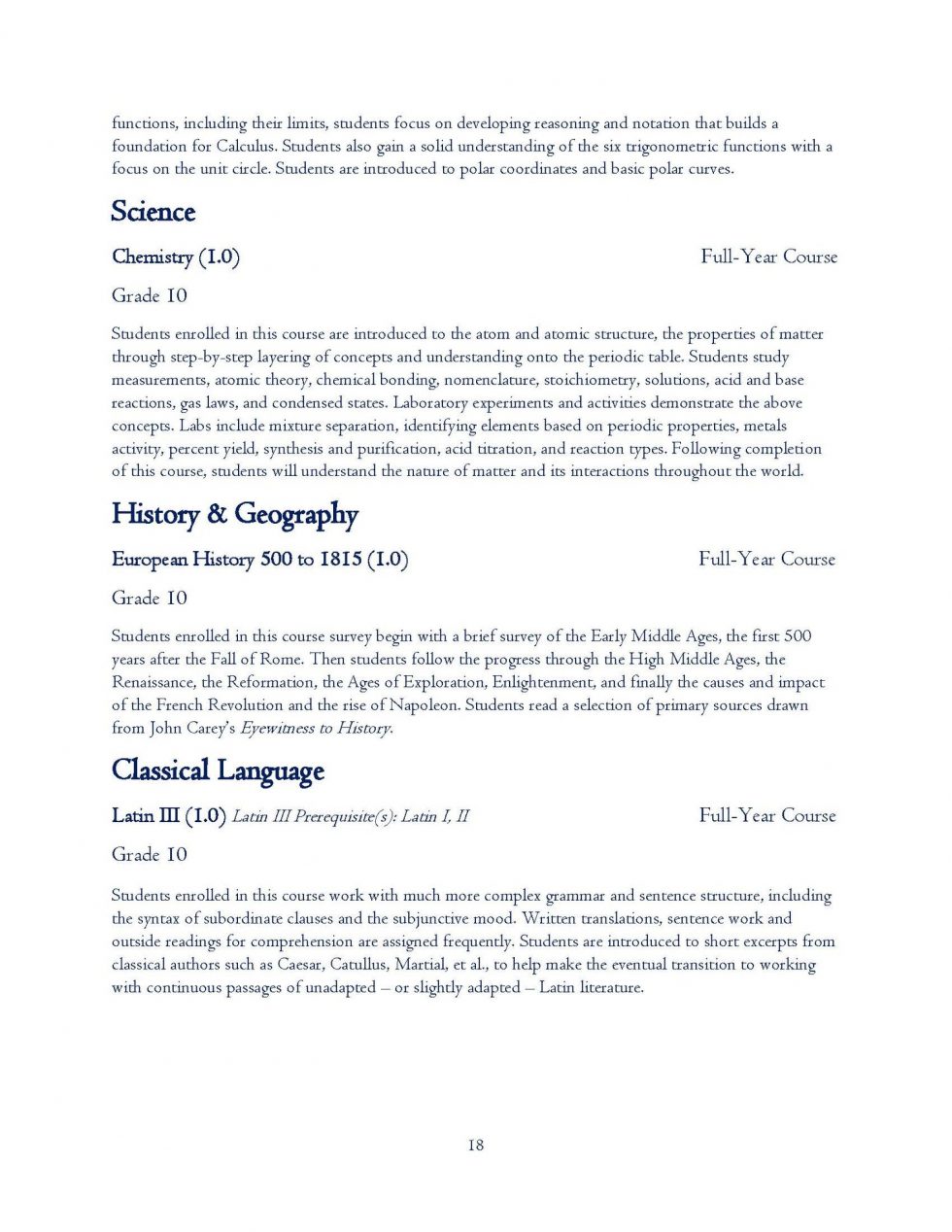 High School Course Catalog | NOCA